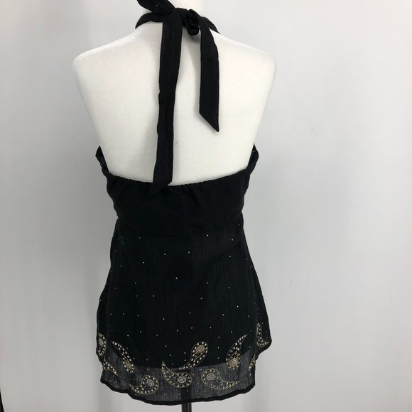 Marciano | Tops | Nwt Marciano Black Cotton Halter Top W Gold Studded ...